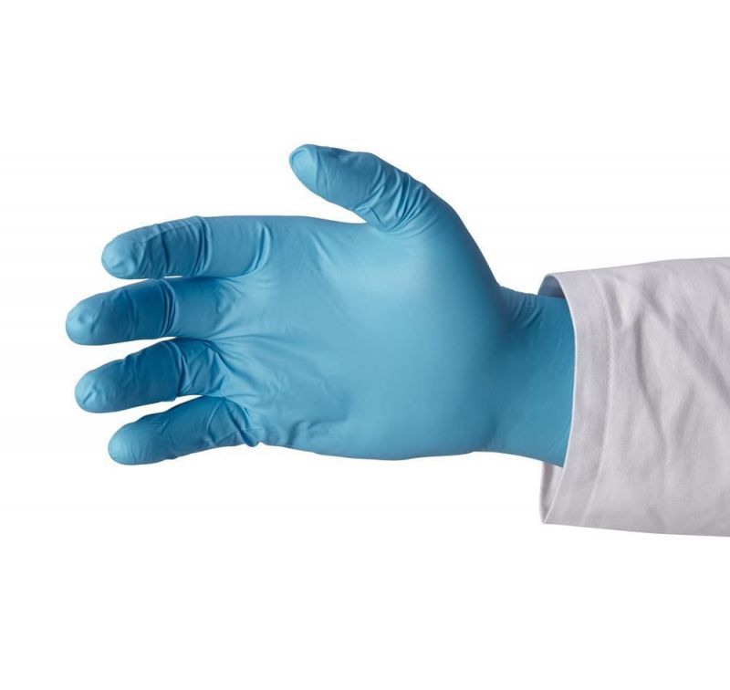 High protection blue nitrile examination gloves size S (6-7). Box 100 units